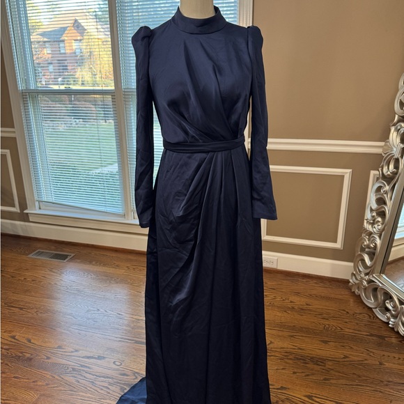 Dresses | Elegant Navy Blue Long Sleeve Dress | Poshmark
